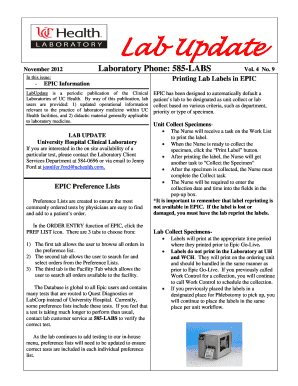 Fillable Online Lab Update - UC Health Fax Email Print - pdfFiller