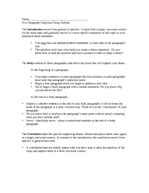 Fillable Online Five Paragraph Analytical Essay Outline Fax Email Print ...