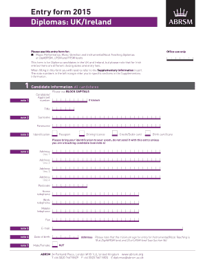 Fillable Online gb abrsm Entry form 201 Diplomas UKIreland - ABRSM - gb ...