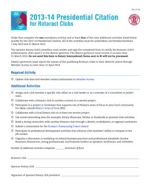 Fillable Online Rotaract Presidential Citation - Rotaract Wiki Fax ...