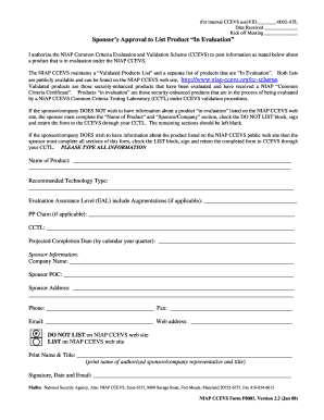 Fillable Online niap-ccevs Authorization to List Products that are ...