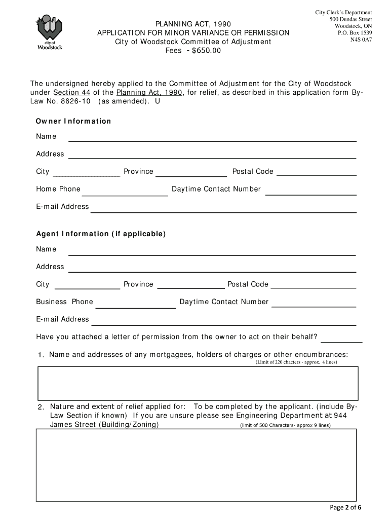 Fillable Online oxfordcounty CofA Application - Accessible Fax Email ...