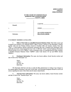 Fillable Online QDRO SAMPLE Fax Email Print - pdfFiller