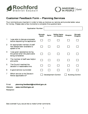 Fillable Online rochford gov Customer Feedback Form Planning Services ...