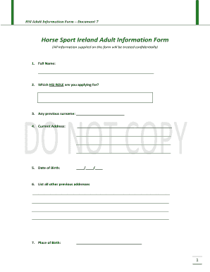 Fillable Online HSI Adult Information Form Document 7 Fax Email Print ...