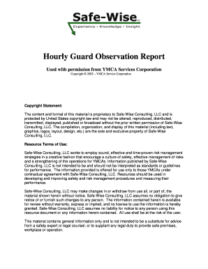 Fillable Online Hourly Observation report - Safe-Wise Fax Email Print ...