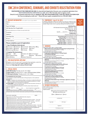 Fillable Online EMC 2014 CONFERENCE SEMINARS AND EXHIBITS REGISTRATION ...