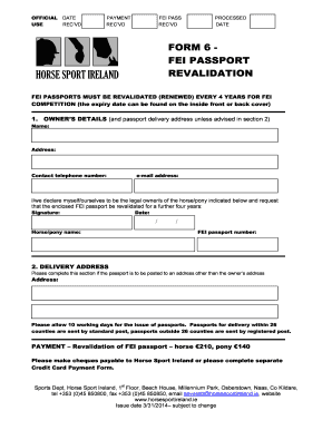 Fillable Online FORM 6 FEI PASSPORT REVALIDATION Fax Email Print ...