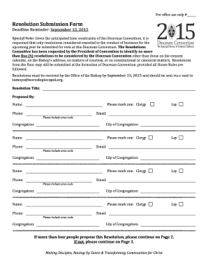 Fillable Online Resolution Submission Form Fax Email Print - pdfFiller