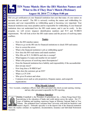 Fillable Online lba TIN Name Match How the IRS Matches Names and What ...