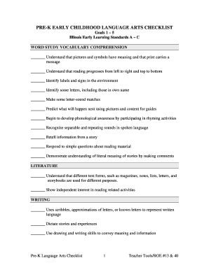 Fillable Online PREK EARLY CHILDHOOD LANGUAGE ARTS CHECKLIST Fax Email ...