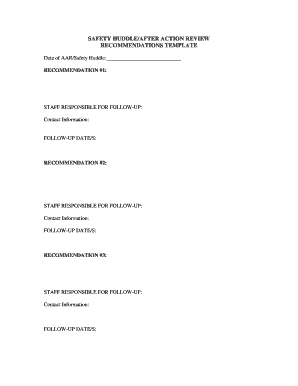 Fillable Online SAFETY HUDDLE/AFTER ACTION REVIEW Fax Email Print ...