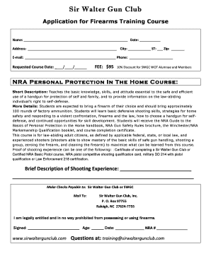 Fillable Online NRA Personal Protection in the Home Course Application ...