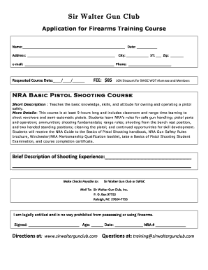 Fillable Online NRA Basic Pistol Course Application 2015docx Fax Email ...