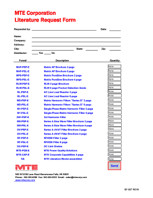 Fillable Online MTE Corporation Literature Request Form Fax Email Print - pdfFiller
