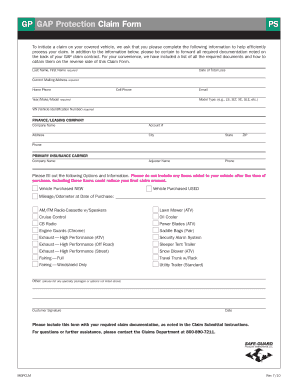 Fillable Online GP GAP Protection Claim Form PS - Safe-Guard Products ...