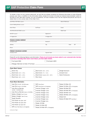 Fillable Online GP GAP Protection Claim Form BT - Safe-Guard Products ...