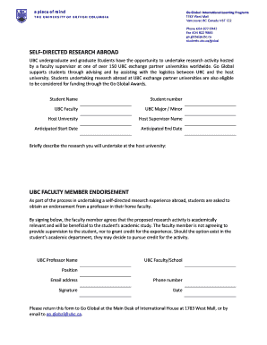 Fillable Online students ubc SELF-DIRECTED RESEARCH ABROAD Fax Email ...