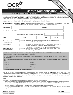 Fillable Online Centre Authentication Form Fax Email Print - pdfFiller