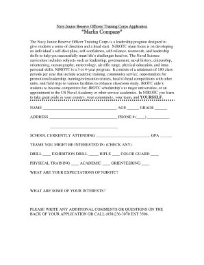Fillable Online Navy Junior Reserve Officers Training Corps Fax Email ...