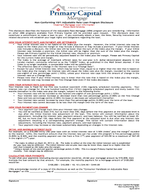 Fillable Online Non-Conforming 101 Adjustable Rate Loan Program ...