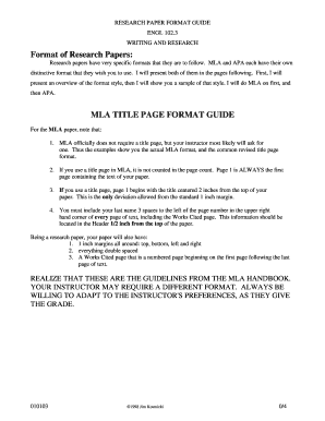 Fillable Online RESEARCH PAPER FORMAT GUIDE Fax Email Print - pdfFiller