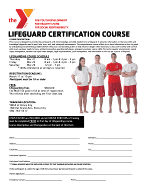 Fillable Online Lifeguard Reg Form Fax Email Print - pdfFiller