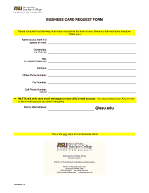 Fillable Online Business Card Order Form - Mary Lou Fulton Teachers ...