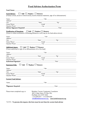 Fillable Online berkshiretaconic Fund Advisor Authorization Form Fax Email Print - pdfFiller
