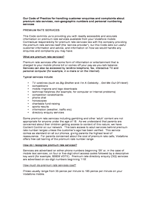 Fillable Online Our Code of Practice for handling customer enquiries ...