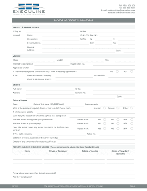 Fillable Online MOTOR ACCIDENT CLAIM FORM - Execuline Fax Email Print ...
