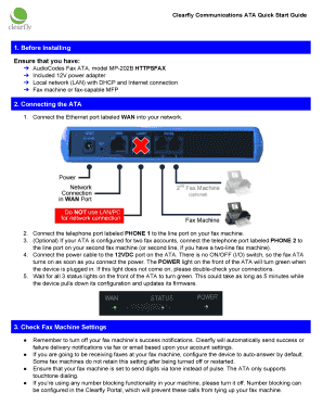 Fillable Online Clearfly Communications ATA Quick Start Guide Fax Email Print - pdfFiller