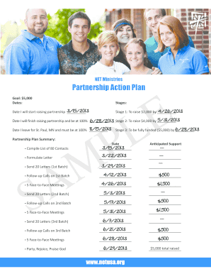 Fillable Online netusa Sample Partnership Action Plan - NET Ministries ...
