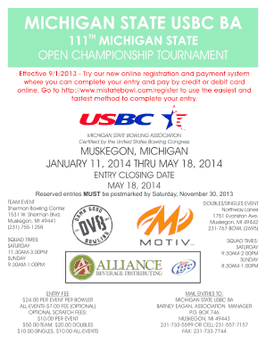 Fillable Online MICHIGAN STATE USBC BA 111TH MICHIGAN STATE OPEN ...