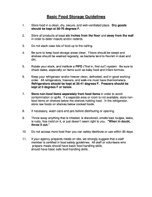 Fillable Online Basic Food Storage Guidelines Fax Email Print - pdfFiller