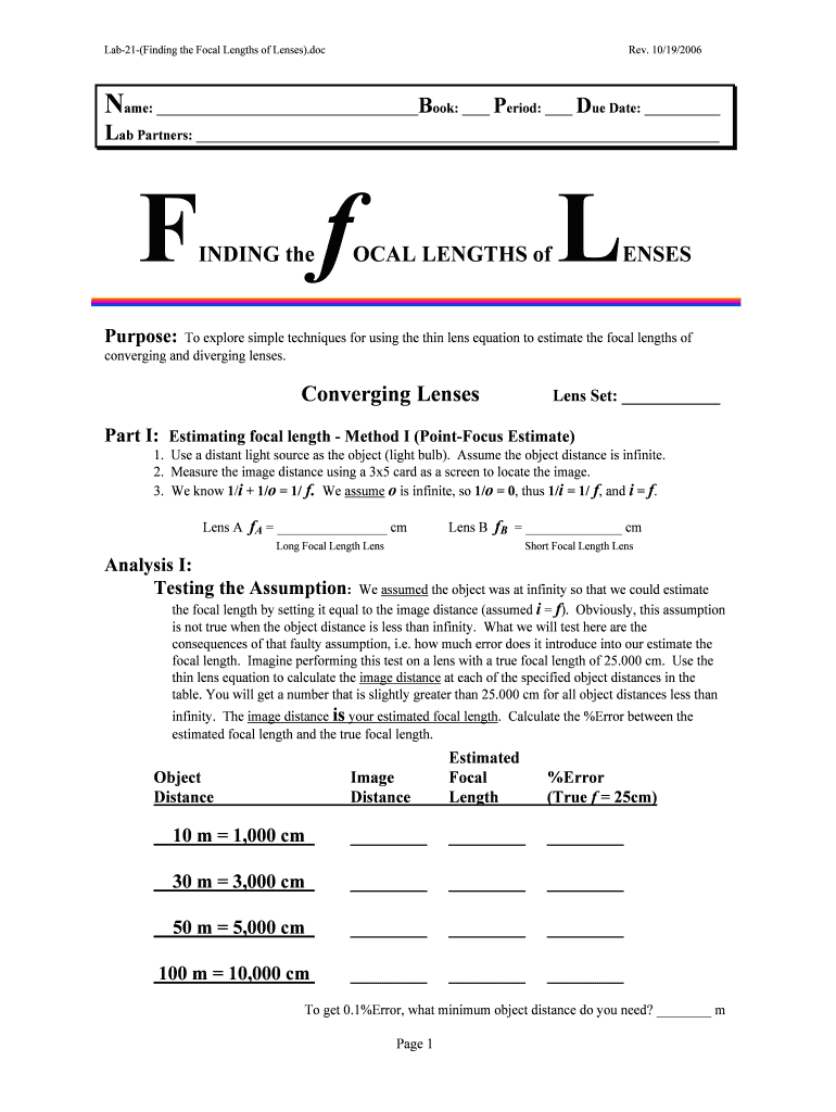 Fillable Online Lab-21-Finding the Focal Lengths of LensesIIdoc Finding ...