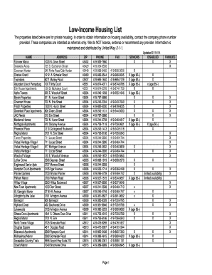 Fillable Online unitedwaytoledo LowIncome Housing List ...