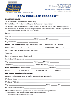 Fillable Online PRCA Purchase Form - windhamweaponrycom Fax Email Print ...