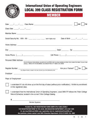 Fillable Online 2014 Member Registration Form - IUOE Local 399 Fax ...