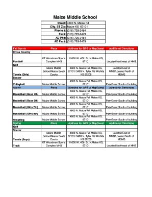 Fillable Online Maize Middle School - usd375org Fax Email Print - pdfFiller