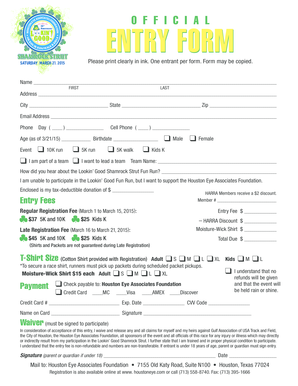 Fillable Online OFFICIAL ENTRY FORM - Houston Eye Associates Fax Email ...