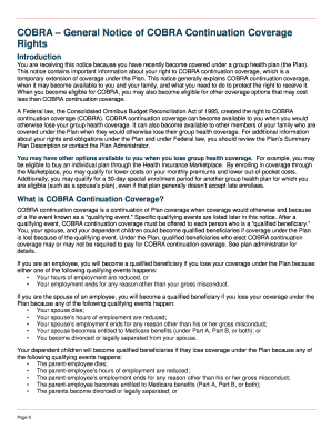 Fillable Online COBRA General Notice of COBRA Continuation Coverage ...