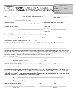 Fillable Online OFFICE USE ONLY TEMPORARY GUARDIANSHIP ENROLLMENT Fax ...