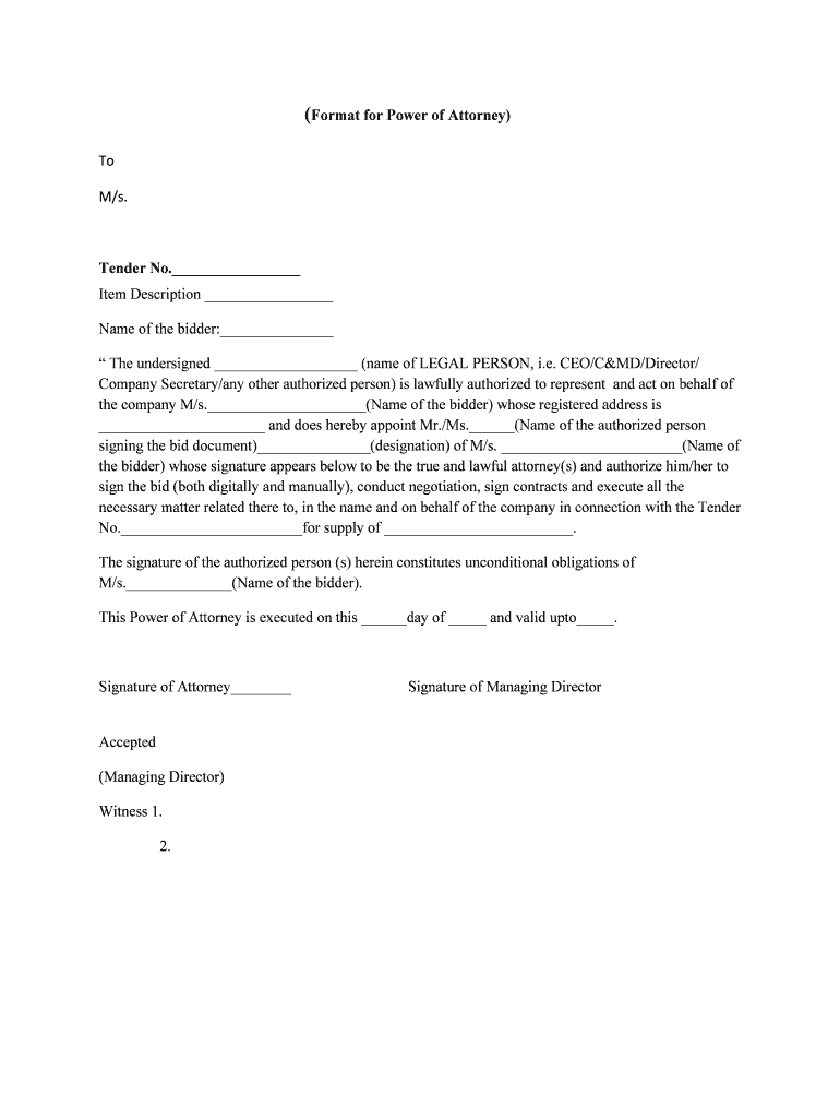 Fillable Online (Format for Power of Attorney) Fax Email Print - pdfFiller