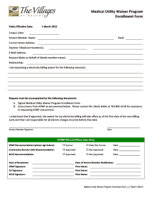 Fillable Online Medical Utility Waiver Program Fax Email Print - pdfFiller