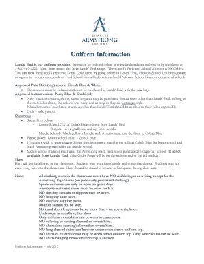 Fillable Online Uniform Information 2015-2016 - Charles Armstrong Fax ...