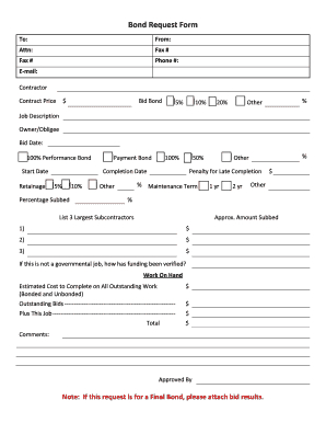 Fillable Online Bond request form-mek - UNICO Group Fax Email Print ...