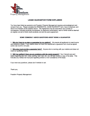 Fillable Online LEASE GUARANTOR FORM EXPLAINED - Freedom Prop Fax Email ...