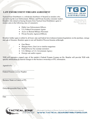 Fillable Online LAW ENFORCEMENT FIREARM AGREEMENT - Tactical Gear ...