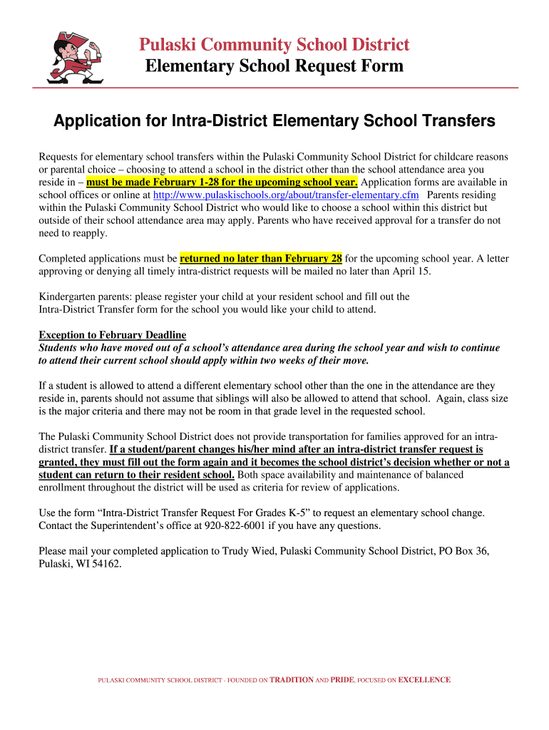 Fillable Online Elementary School Request Form Fax Email Print - pdfFiller